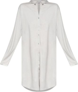 Hanro chemise de nuit boutonnée à manches longues - Argent