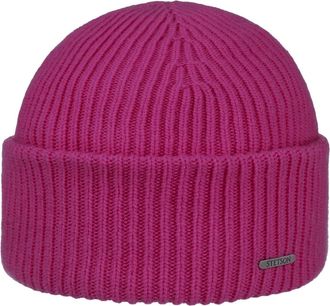 Stetson Classic Uni Wollm&uuml;tze Damen Herren Made in Italy 100% Wolle Gestrickt Beanie Herbst Winter pink One Size