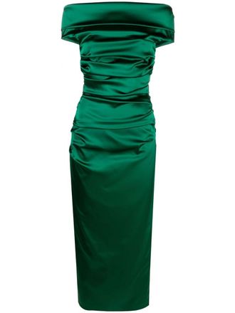 Talbot Runhof robe drap&eacute;e &agrave; &eacute;paules d&eacute;nud&eacute;es - Vert