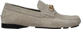 Versace Homme, Chaussures, Gris, Taille: 44 EU Mocassins Slip-On en Cuir