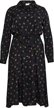 Kaffe Curve Robe KColivia pour femme - Grandes tailles - Avec col - Décontractée - Manches longues - Col rabattu, Noir avec pois Mustang, 54
