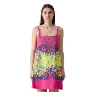 Versace Jeans Couture Kurzes gemustertes Kleid mit Logo - - Dresses - Damen - Mehrfarbig - XS