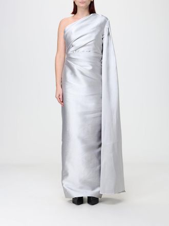 Solace London Robe de soir&eacute;e longue asym&eacute;trique en satin avec taille drap&eacute;e