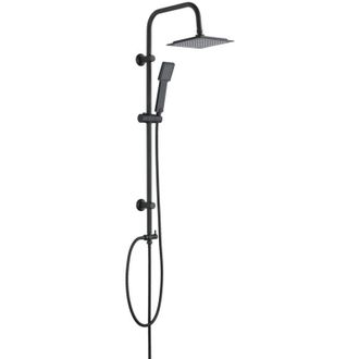 WENKO Edelstahl Duschsystem Cuadro mit Regenfunktion in Schwarz matt - Schwarz - Wenko