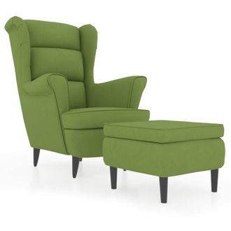 vidaXL Ohrensessel mit Hocker Hellgr&uuml;n Samt Vidaxl 805403