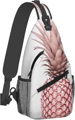 Generic R&eacute;glable Sacoche Homme Bandouliere Ananas en or Roses Sacs &agrave; Bandouli&egrave;re Multifonction Sac &agrave; Dos De Voyage pour Homme Voyage Femme