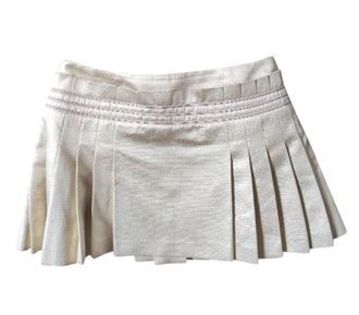 Chanel Gold Lame Pleated Mini Skirt Size M