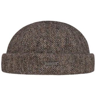 Stetson Bonnet Docker Lavoy Herringbone Wool Homme - Made in The EU Casquette Style pour lhiver avec Revers, Bonnets Docker, Doublure Hiver Automne-Hiver - XX