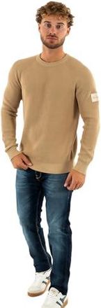 Calvin Klein Jeans Homme BADGE EASY SWEATER J30J323989, Beige (Travertine), XXL