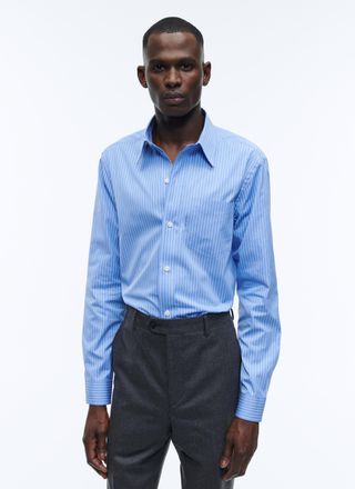 Fursac Chemise &agrave; rayures en popeline de coton - Taille S - Homme
