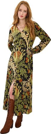 Joe Browns Damen V Neck Floral Print Boho Maxi Dress Kleid, Schwarz, 42