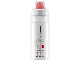 Elite JET PLUS Klar Rot Logo 550 ml - Ultraleichte Fahrrad-Trinkflasche f&uuml;r Radsport MTB Gravel - BPA-frei Biologisch abbaubar Nachhaltig