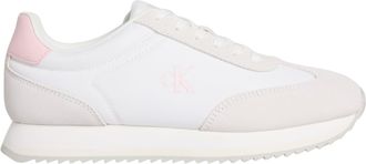 Calvin Klein Damen Runner Sneaker Laceup aus Leder, Weiß (Bright White/Sweet Pink), 38