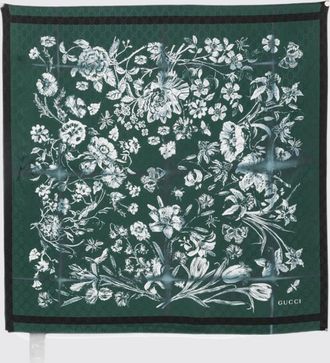 Gucci Foulard carr&eacute; 90x90 en twill de soie &agrave; imprim&eacute; floral