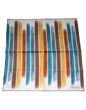 Dolce & Gabbana Mens Multicolor Stripes Cotton Square Foulard Scarf