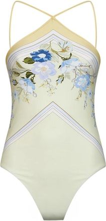 Self Portrait Femme, Maillots de bain, Jaune, Taille: 40 FR Maillot de Bain Fleuri Jaune