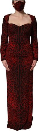 Dolce & Gabbana Femme, Robes, Rouge, Taille: 40 FR Robe fourreau imprim&eacute; l&eacute;opard