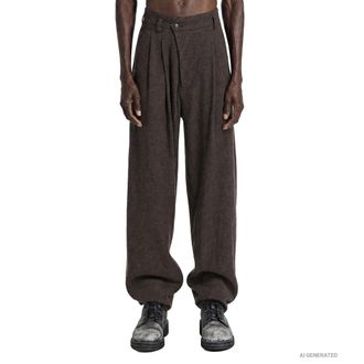 Ziggy Chen Drop Crotch Front Pleat Trousers