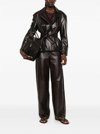 Max Mara Lambskin Leather Trousers - Brown