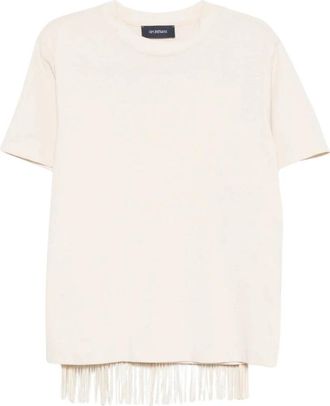 Sportmax Femme, Tops, Beige, Taille: 40 FR T-shirt à dos frangé