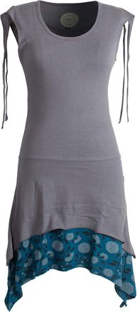vishes Alternative Bekleidung - &Auml;rmelloses Lagen-Look Elfen Zipfelkleid aus Baumwolle grau 40-42
