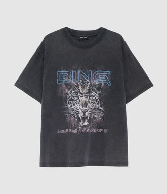 Anine Bing Tee Shirt Cade Leo Muse Washed Black