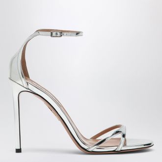 Aquazzura Nuda 85 Sandalen aus silberfarbenem Metallic-Leder
