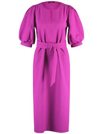 Taifun Damen Kleid mit Ballon&auml;rmel Ballon&auml;rmel, halber Arm unifarben knieumspielend Fuchsia 38