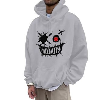 Generic Sweat a Capuche Homme Hooded Sweatshirt Pull &agrave; Capuche Homme Mode Casual avec Imprim&eacute; Partiel, Sweats &agrave; Manches Longues avec Cordon de Serrage