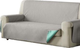 Estoralis | AVA | Sofabezug im modernen Design | Wende-Steppstoff | Farbe - Beige/T&uuml;rkis | F&uuml;r Sessel oder Relax 1-Sitzer| Stoffgr&ouml;&szlig;e 55 x 220 cm(Breite x H&ouml;he)