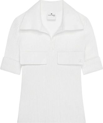 Courr&egrave;ges Femme, Tops, Blanc, Taille: 36 FR Polo T-shirt c&ocirc;tel&eacute;