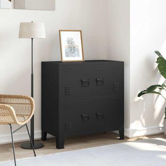 vidaXL Vidaxl - Coffre de rangement industriel noir 75x40x80 cm - Acier durable - 4 portes avec porte-&eacute;tiquettes et ventilation - Pour bureau et espace de