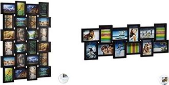 Relaxdays Bilderrahmen, Collage für 24 Bilder, 10x15 cm, 59 x 86 cm, schwarz & Collage, Bildergalerie, Fotorahmen XL zum Aufhängen, mehrere Fotos, schwarz Bilde