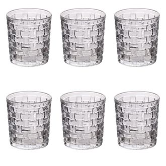 Villa D'Este Home Tivoli 6er Set Wassergl&auml;ser aus Glas 275ml Flechtdekor Cottage