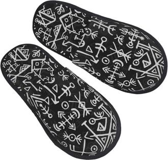 Generic Slippers Motif De Symboles De Pirates Nordiques Antidérapantes Pantoufles En Coton Doux Pantoufles Pour Outdoor Unisex Chambre M