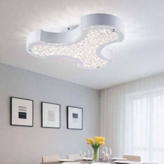 Globo Lighting Globo Lighting - Plafonnier plafonnier lampe de salon lampe de chambre lampe de salle &agrave; manger lampe de couloir, cristaux de verre en m&eacute;tal blanc