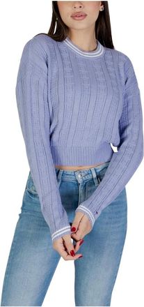 Tommy Jeans Femme, Pulls, Violet, Taille: 36 FR Flag Cable Knit Relaxed Jumper