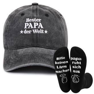 Satinior 2 St&uuml;ck Bester Papa Geschenke 1 Baseball Cap und 1 Paar Lustige Socken Geburtstag Geschenkideen f&uuml;r M&auml;nner Vater