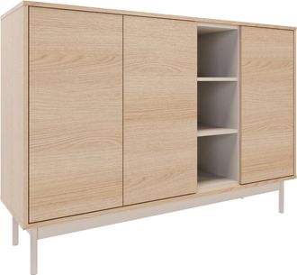 Selsey Dreit&uuml;rige Kommode mit Schubladen - 138 cm Breite, Lindberg-Eiche & Kaschmir, Kommoden & Sideboards, Moderne Kommode mit Metallf&uuml;&szlig;en, Ideal f&uuml;r Wohn- 