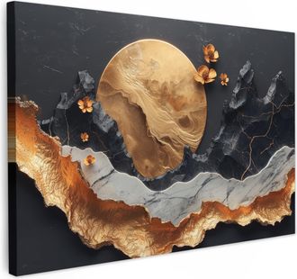 MuchoWow © Leinwandbilder Groß 120x80 cm XXL Wall Art Decoration Bilder für die Wand Schlafzimmer Deko Canvas Painting Wanddekoration Wohnzimmer Kunst - Gold -