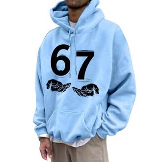 Generic Sweat &agrave; capuche 6 7 mains imprim&eacute; - Pull &agrave; capuche amusant &agrave; manches longues pour lautomne | pour les vacances quotidiennes, bleu clair, XXL