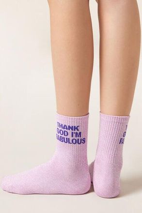 Calzedonia Socken Mit Glitzer-schriftz&uuml;gen Rosa