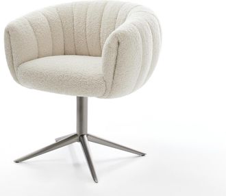 DELIFE Drehstuhl Jada-Flex Teddystoff Beige Fu&szlig;kreuz Graphit 360&deg; drehbar Wippfunktion Taschenfederkern, Esszimmerst&uuml;hle