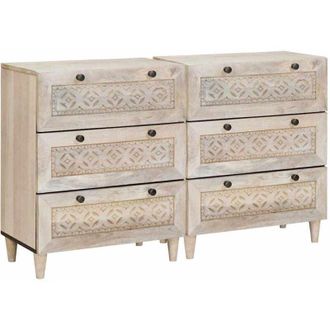 vidaXL vidaXL Buffet 2 pcs Blanc 60 x 33 x 75 cm bois de manguier massif