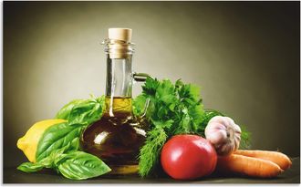 Artland ARTland Spritzschutz Küchenrückwand aus Alu für Küche Herd Spüle 90x55 cm (BxH) mit Motiv Italien Essen Lebensmittel Kräuter Gemüse Gewürze Grün T5LT