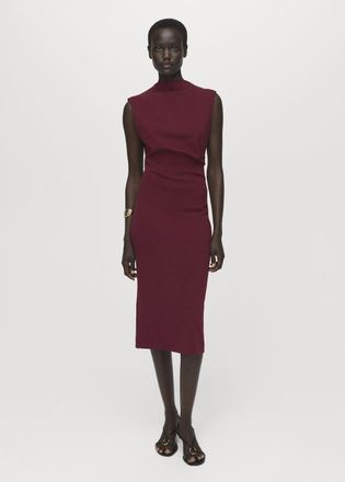 Mango Tailliertes Kleid mit Raffdetails bordeaux - Damen - XS - MANGO