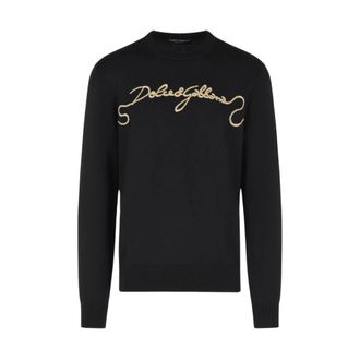 Dolce & Gabbana Homme, Pulls, Noir, Taille: L Pull en laine vierge