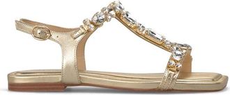 Alma En Pena Alma EN Pena, Femme, Chaussures, Jaune, Taille: 42 EU Sandale Plate Orn&eacute;e De Strass