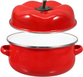 Luxshiny Tomatentopf aus Keramik Suppentopf aus Emaille Küchentopf Vintage Stockpot Kochtöpfe mit Deckel Kochgeschirr mit Griffen Email Kochtopf Vintage-Kochge