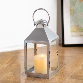 Nuptio Laternen für Kerzen Grablaterne Draußen: 35cm Metall Friedhof Kerzenlaterne Laterne Silber Urnengrab Wetterfest Windlicht Outdoor Groß Garten Drinnen 